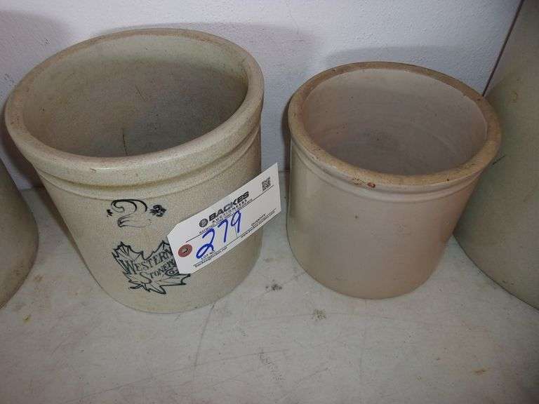 2 gallon and 1 gallon crocks - Backes Commercial Auctioneers