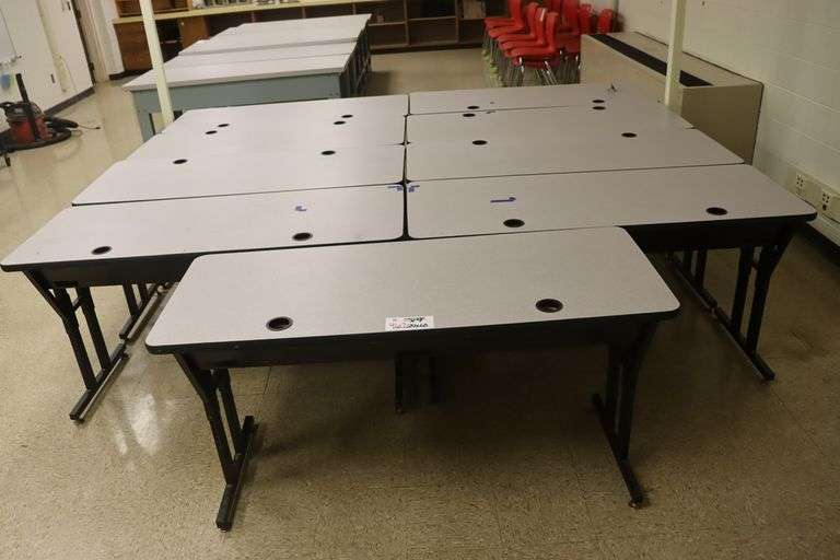 Times 9 - 24" x 60" adjustable height computer tables with gray Formica ...