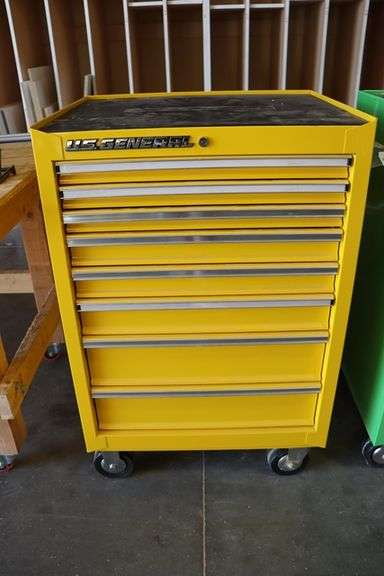 US General 22" x 26" portable yellow 8 drawer tool box - nice - Backes ...