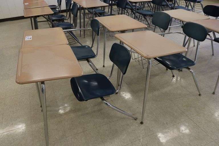 Times 8 - MELSUR chrome framed desks - Backes Commercial Auctioneers