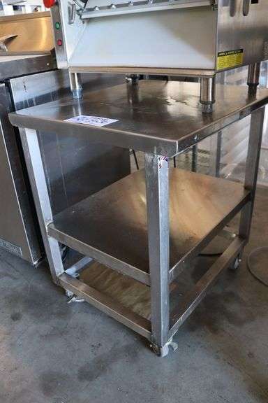 24" x 30" stainless portable equipment stand with stainless undershelf ...