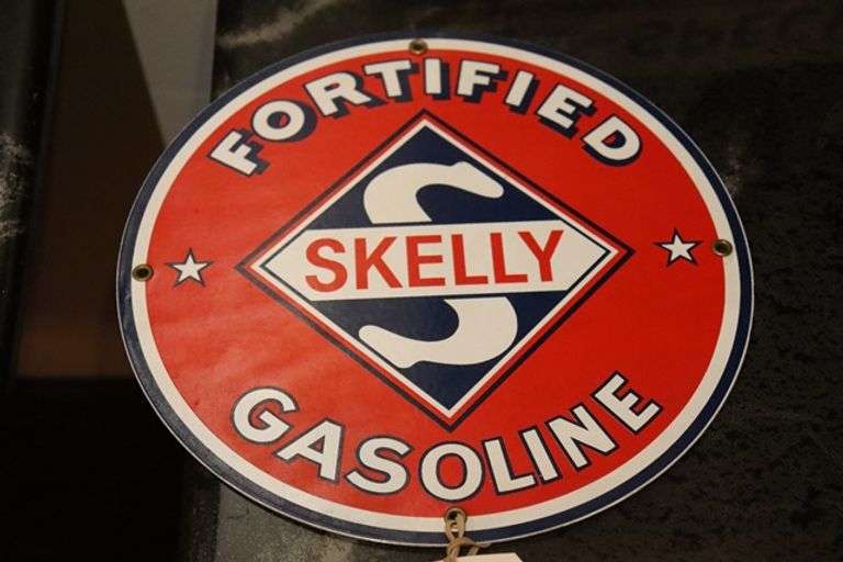 12" Shelly Fortified Gasoline porcelain wall sign - Backes Commercial ...