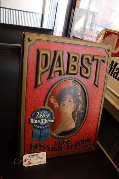 Pabst Blue Ribbon plastic wall sign - chipped edges & corners - Backes ...