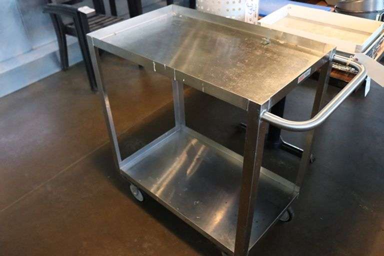 Uline 18" x 30" stainless bus cart - nice - Backes Commercial Auctioneers