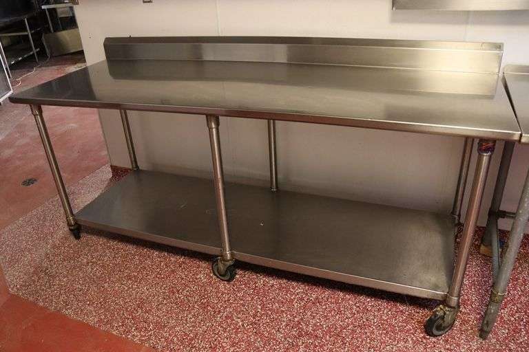 30" x 84" stainless portable table with stainless under shelf - Backes ...