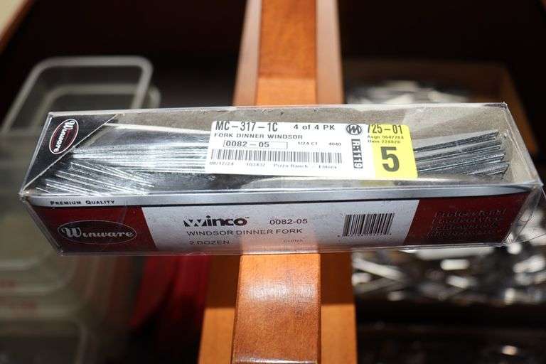 Times 8 - Dozen new Winware forks - Backes Commercial Auctioneers