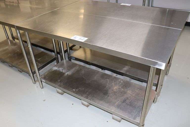 Klinger's 24" x 60" stainless table with stainless table with stainless ...