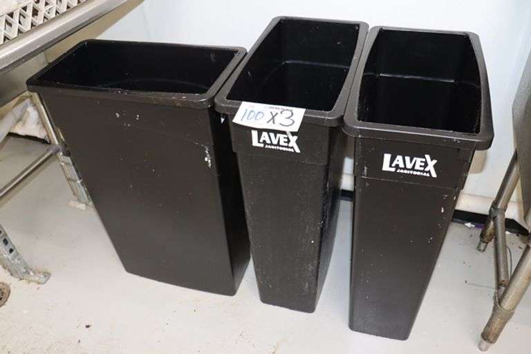 Times 3 - Lavex black kitchen trash cans - Backes Commercial Auctioneers