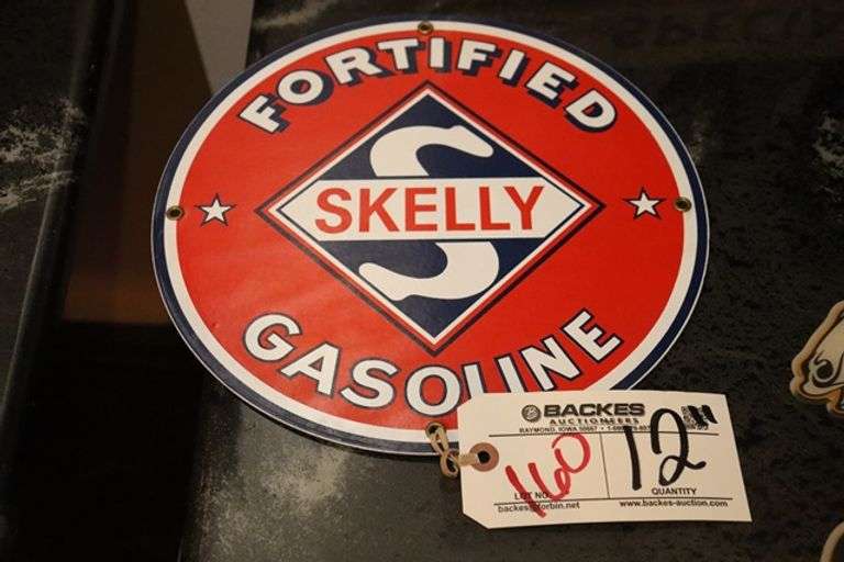 12" Shelly Fortified Gasoline porcelain wall sign - Backes Commercial ...