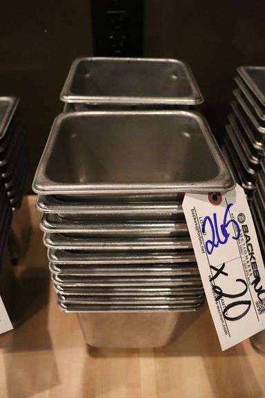 Times 20 - 1/6 x 6" deep stainless insets - Backes Commercial Auctioneers