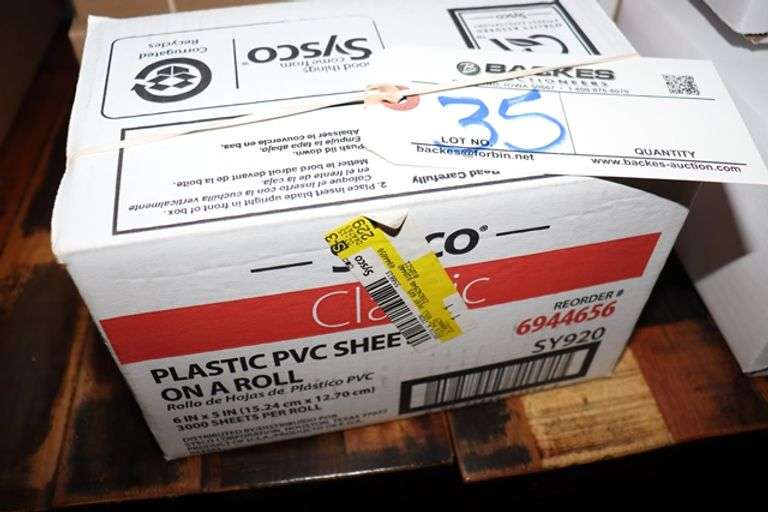 3/4 roll of Sysco PVC sheets - located upstairs - Backes Commercial ...