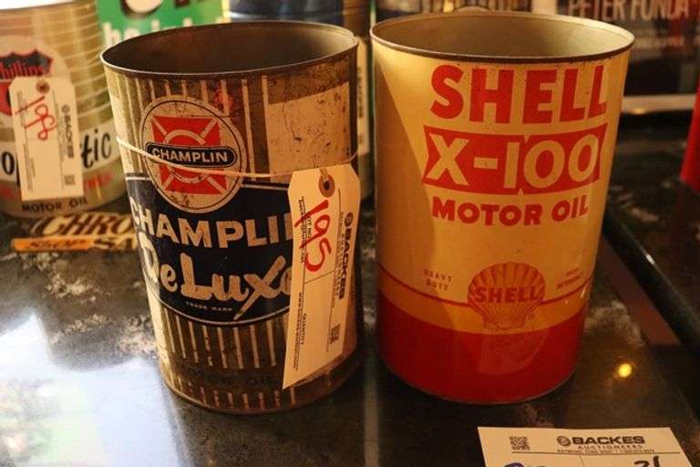 Pair to go - Champlin & Shell X-100 oil cans - no tops - Backes ...