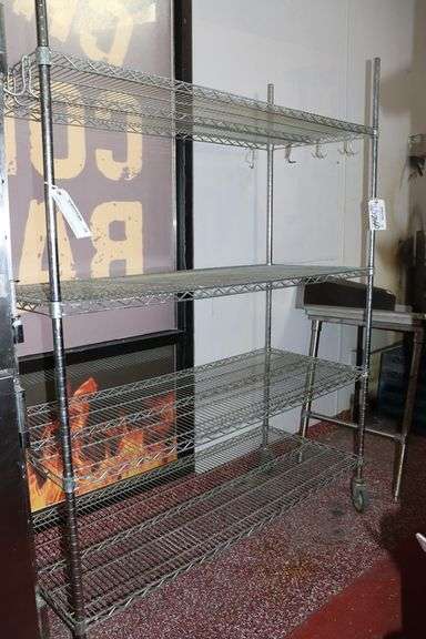 24" x 60" portable chrome coated wire rack - Backes Commercial Auctioneers