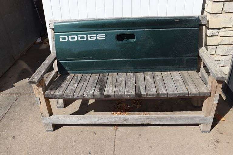 64" wood framed custom Dodge tailgate back rest bench - Backes ...