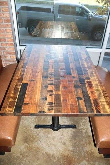 Times 4 - 36" x 52" rough sawn wood laminate barnwood style dining ...