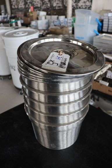 Times 5 - 11" round stainless inset pans with lids - Backes Commercial ...