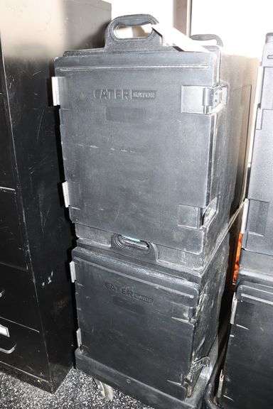 Times 2 - Cater Gator 215PANCAR5 black 12" x 20" catering boxes with ...