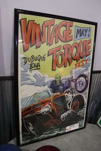 24" x 36" framed Torque Fest poster - Backes Commercial Auctioneers