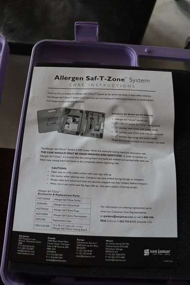 Allergen Saf-T-Zone cooking kit - complete - Backes Commercial Auctioneers