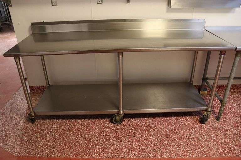 30" x 84" stainless portable table with stainless under shelf - Backes ...