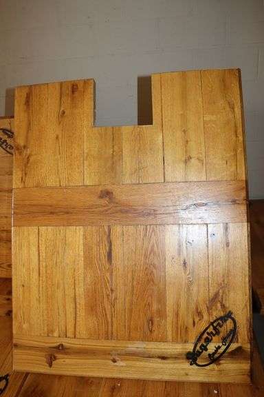 30" x 62" custom 2 piece locking table with solid oak SugarFire stamped ...