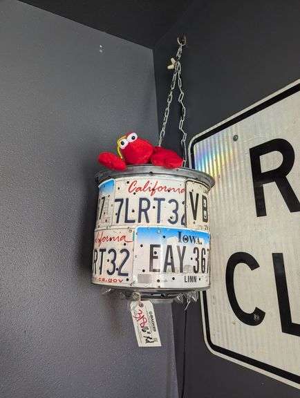 16" round custom license plate hanging light - Backes Commercial ...