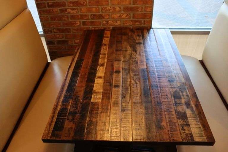 Times 4 - 36" x 52" rough sawn wood laminate barnwood style dining ...