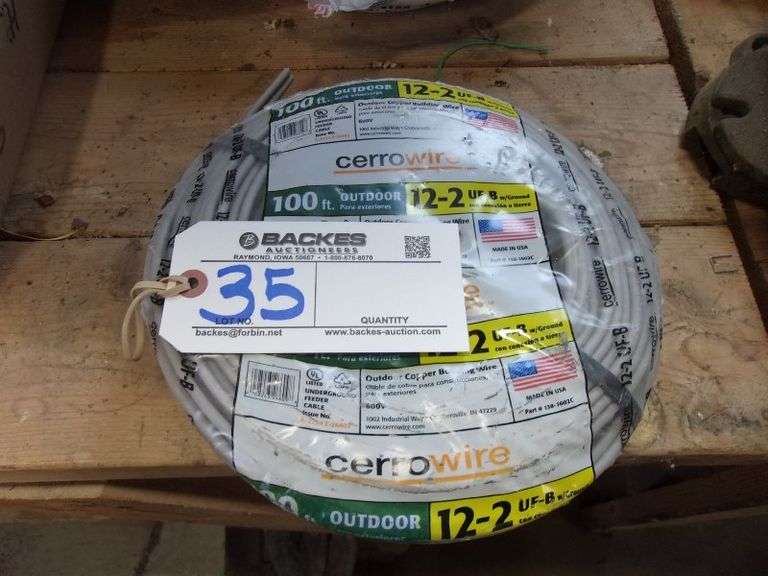 New 12-2 wire - Backes Commercial Auctioneers