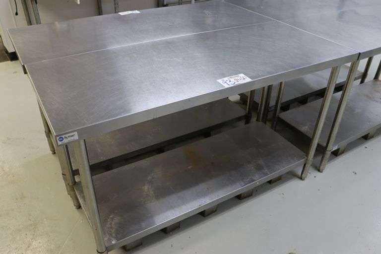 Klinger's 24" x 60" stainless table with stainless table with stainless ...