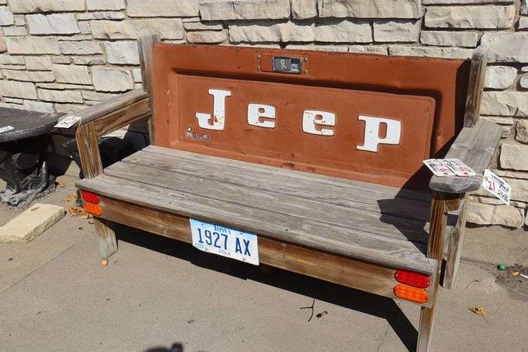 70" wood framed custom Jeep tailgate back rest bench - Backes ...