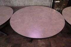 Times 2 - 60" round grey laminate top dining tables with dura edge ...