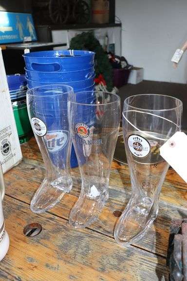 Times 3 - 2 Liter glass boots - Backes Commercial Auctioneers