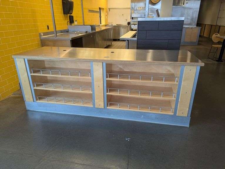 30" x 96" x 34" Tall galvanized & maple front service counter with ...