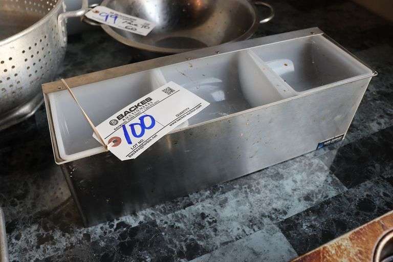 San Jamar stainless bar condiment rail - Backes Commercial Auctioneers