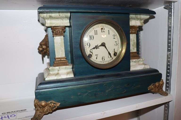 17" wide Mantle clock - showing some wear but ornate - Backes ...