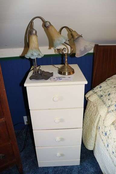 16" x 16" x 33" tall pine 4 drawer cabinet with 2) tulip globe desk ...