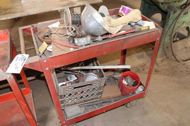 16" x 30" Metal shop cart with assorted tools - Backes Commercial ...