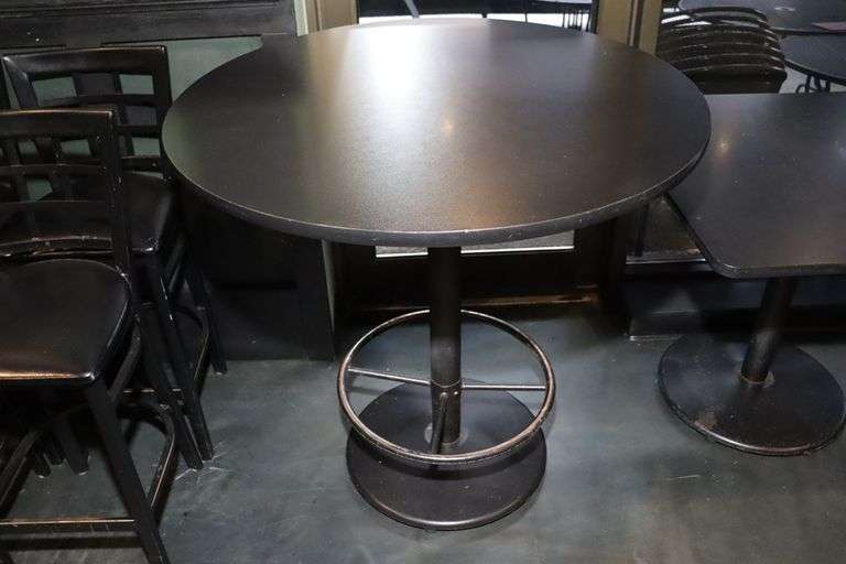42" Round black laminate top dura edge bar table - Backes Commercial ...