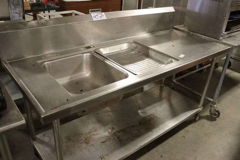 30" x 72" stainless 2 bin produce sink with right hand drain board - no ...