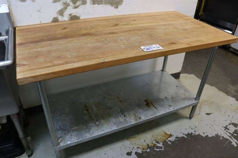 30" x 60" Maple work table w/ galvanized under shelf - Backes ...