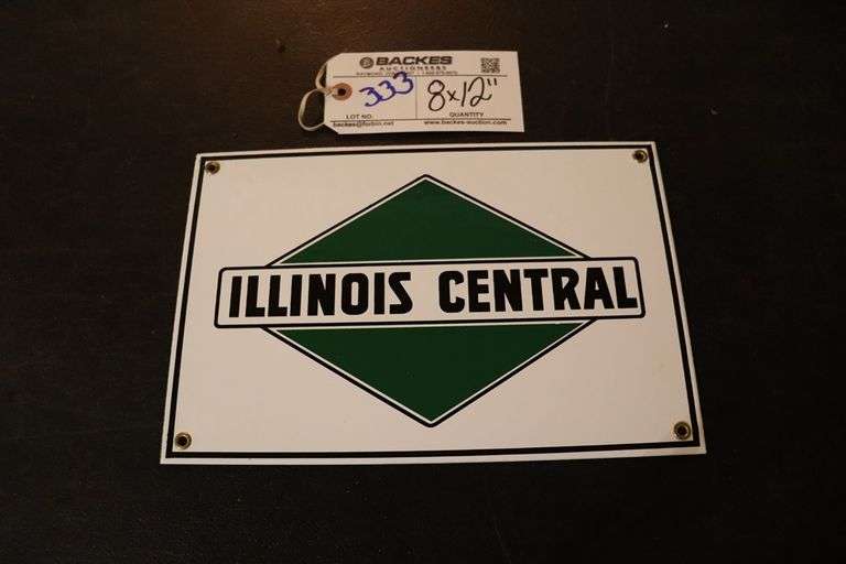 8" x 12" Illinois Central metal sign - Backes Commercial Auctioneers