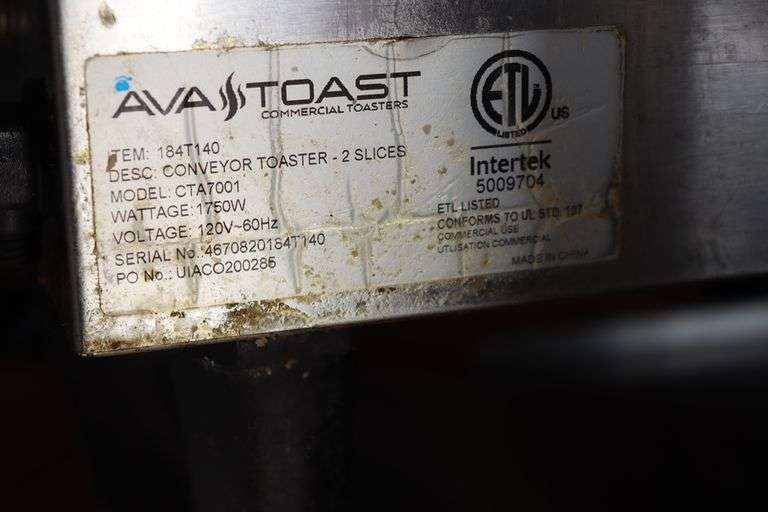 Ava Toast model CTA7001 counter top conveyor toaster - Backes ...