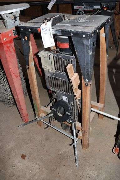 Craftsman 1/2 horse power router with attachments & custom wooden stand ...