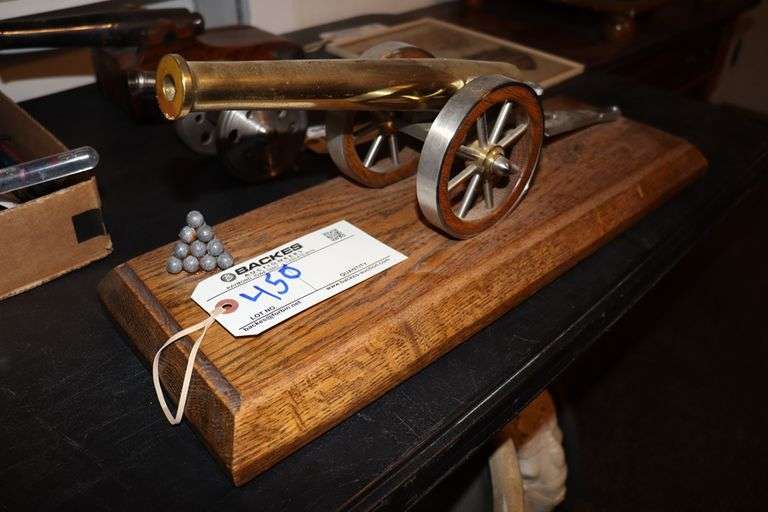 Bacher 18" brass cannon display - Backes Commercial Auctioneers