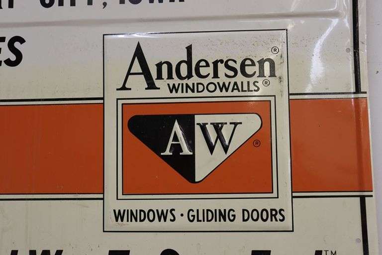 Anderson Windows 30" x 36" metal sign - Backes Commercial Auctioneers