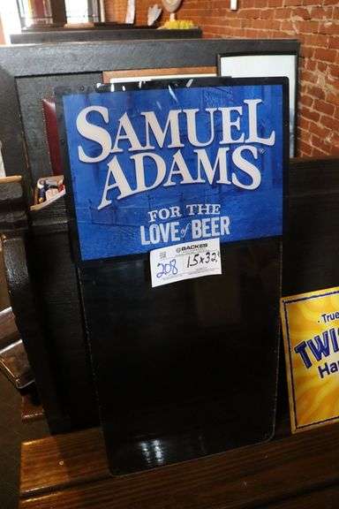 15" x 32" Samual Adams wall light - no cord - Backes Commercial Auctioneers