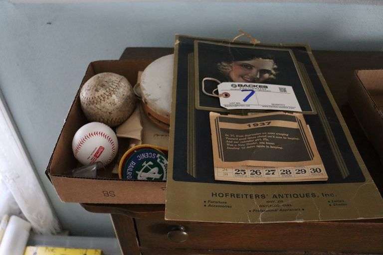 Box flat to go - Baseballs, 1937 vintage calendar, tambourine & more ...