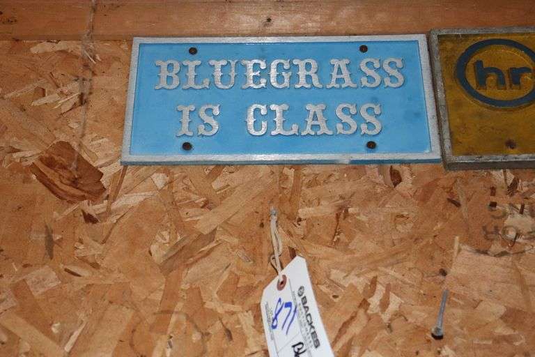 12" "Bluegrass is Class" vintage metal wall sign - Backes Commercial ...