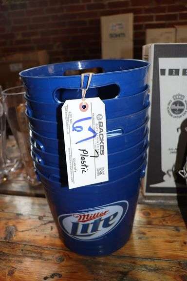 All to go - (7) Miller Lite plastic beer ice pails - Backes Commercial ...
