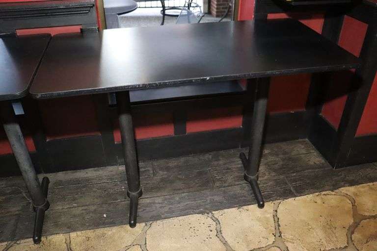 30" x 60" Black laminate top dura edge bar table - Backes Commercial ...